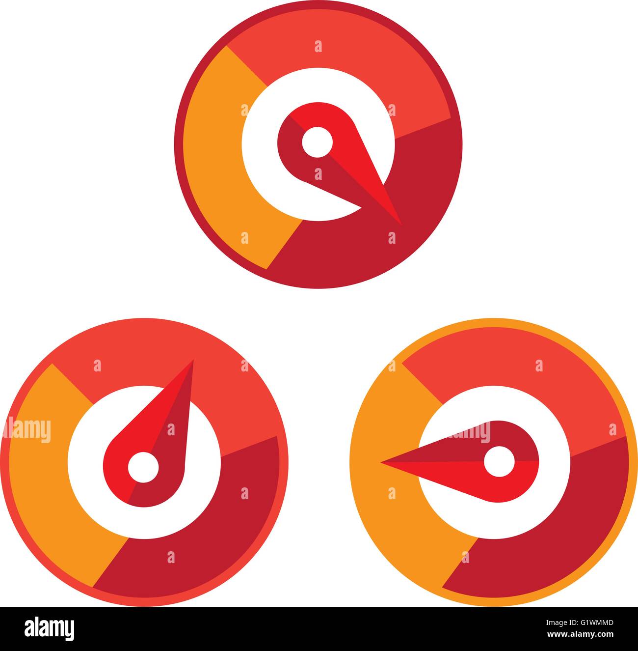 Gauge - rating meter. Vector. Speedometer icon with arrow set Stock ...