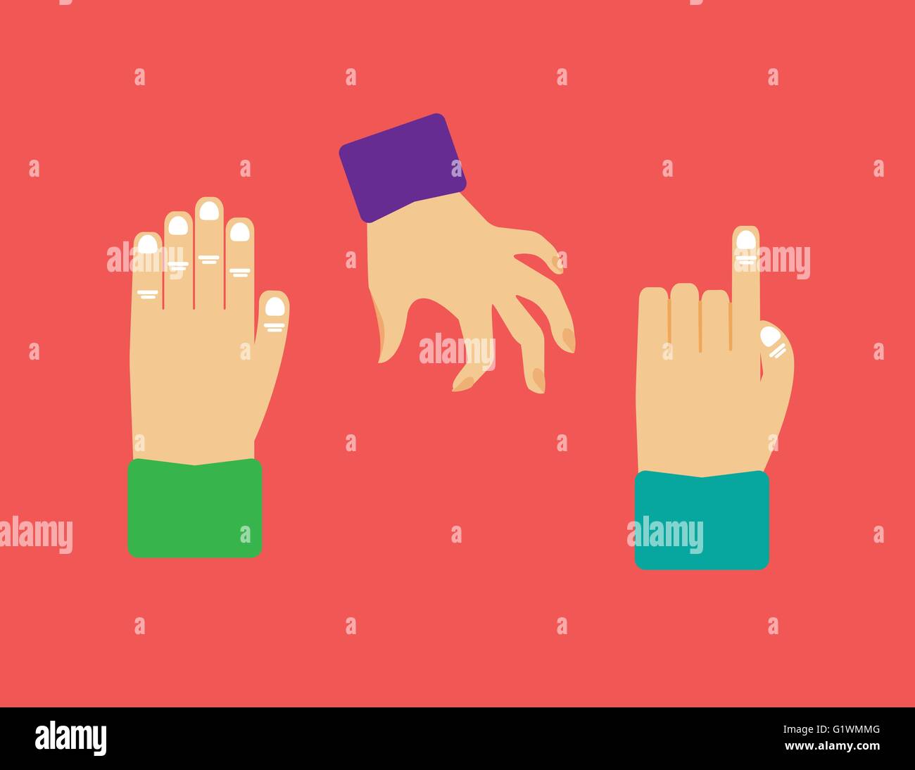 Hands objects Set, Flat Design Vector illustration Stock Vector Image ...