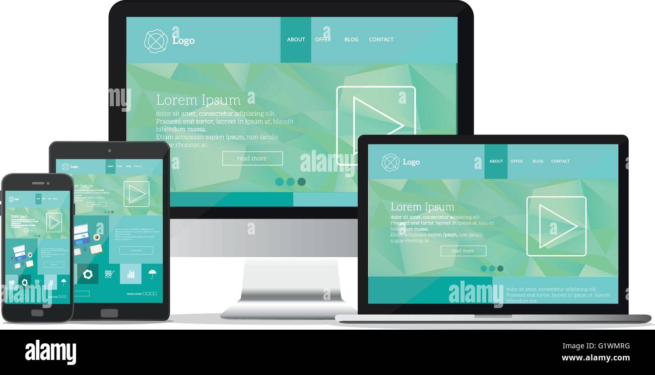 Modern web design concept. Flat vector illustration mock up Stock ...