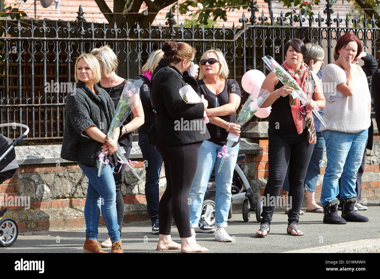Mourners gather at Garth Road Crematorium in Morden for the funeral of ...