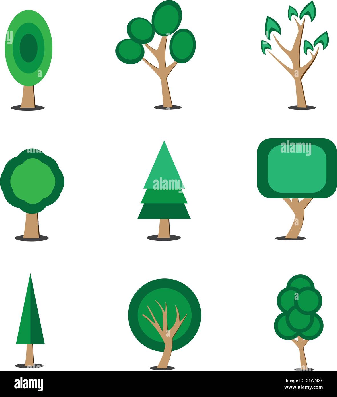 tree vector icons objects set Stock Vector Image & Art - Alamy