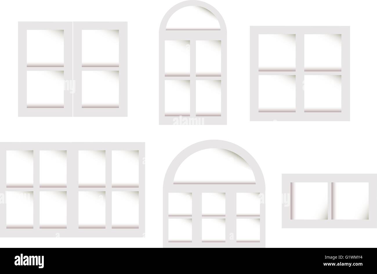 Vector collection of various windows types. For interior and exterior ...
