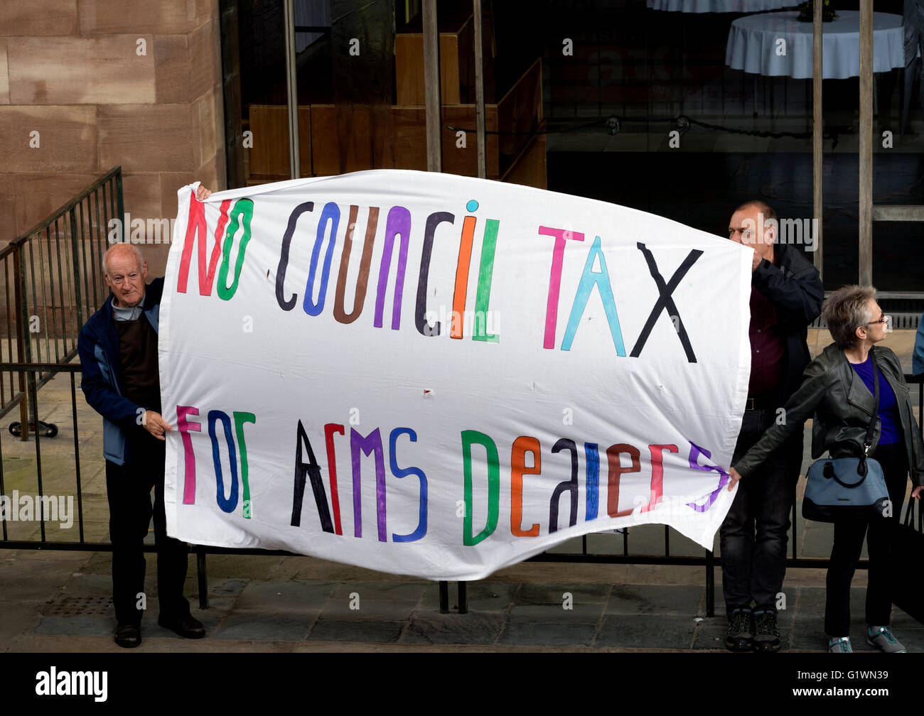 No Council Tax for Lockheed Martin arms trade, protest banner, Coventry ...