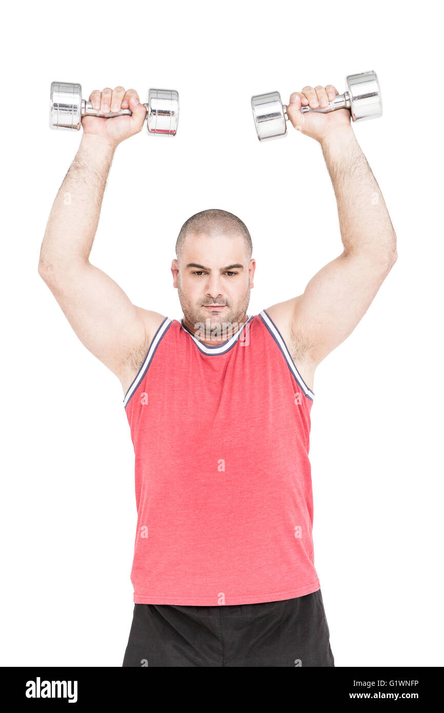 Bodybuilder lifting dumbbells Stock Photo - Alamy