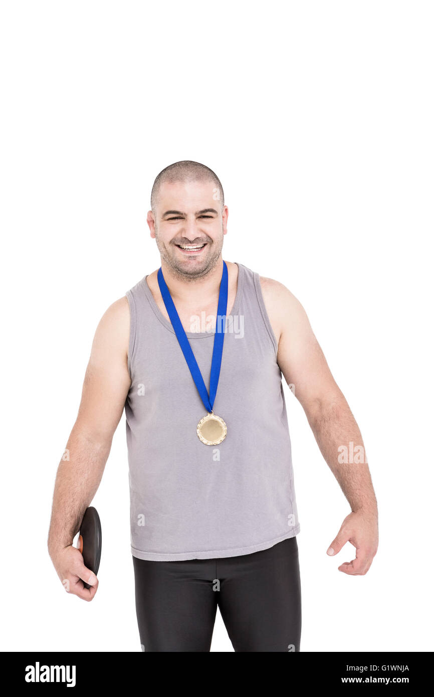 Portrait of athlete winning gold medal Stock Photo - Alamy