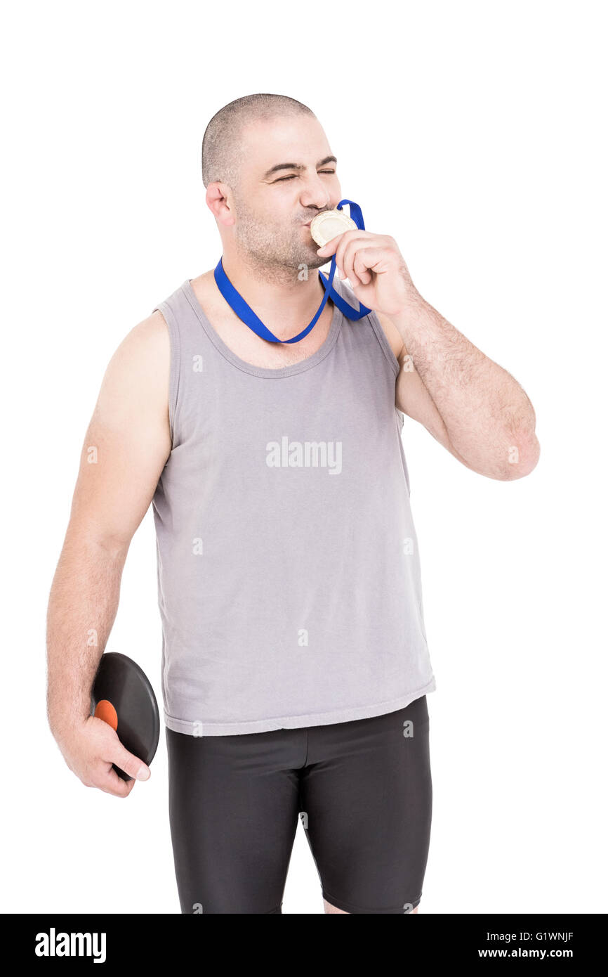 Portrait of athlete winning gold medal Stock Photo - Alamy