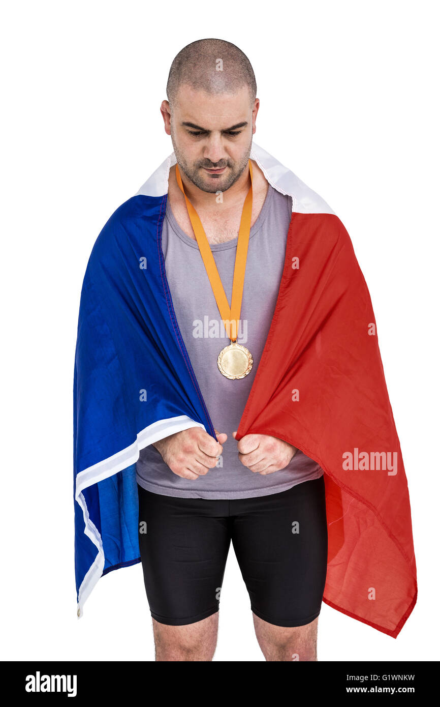 Athlete with olympic gold medal Stock Photo - Alamy