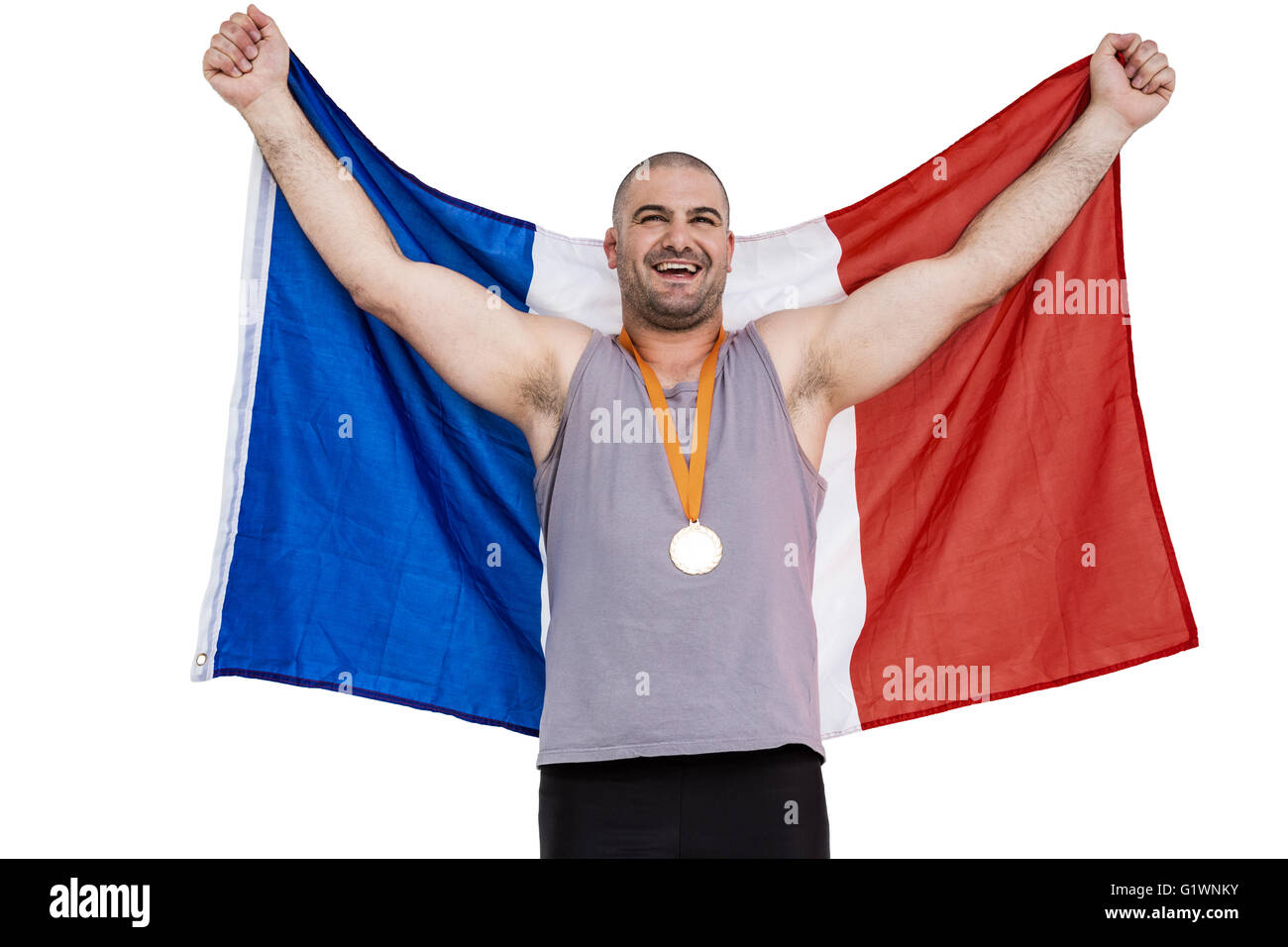 Athlete with olympic gold medal Stock Photo - Alamy