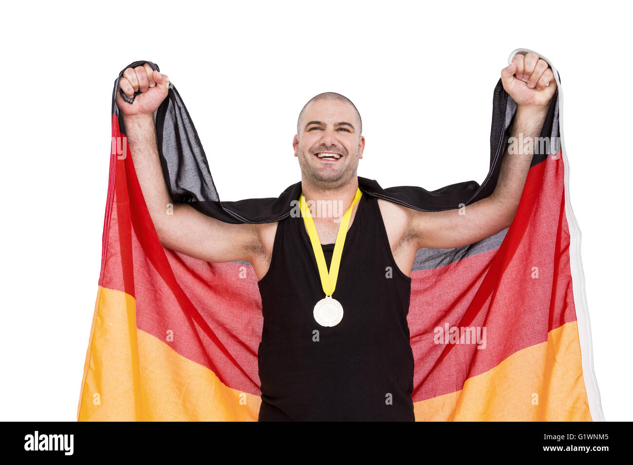 Athlete with olympic gold medal Stock Photo - Alamy