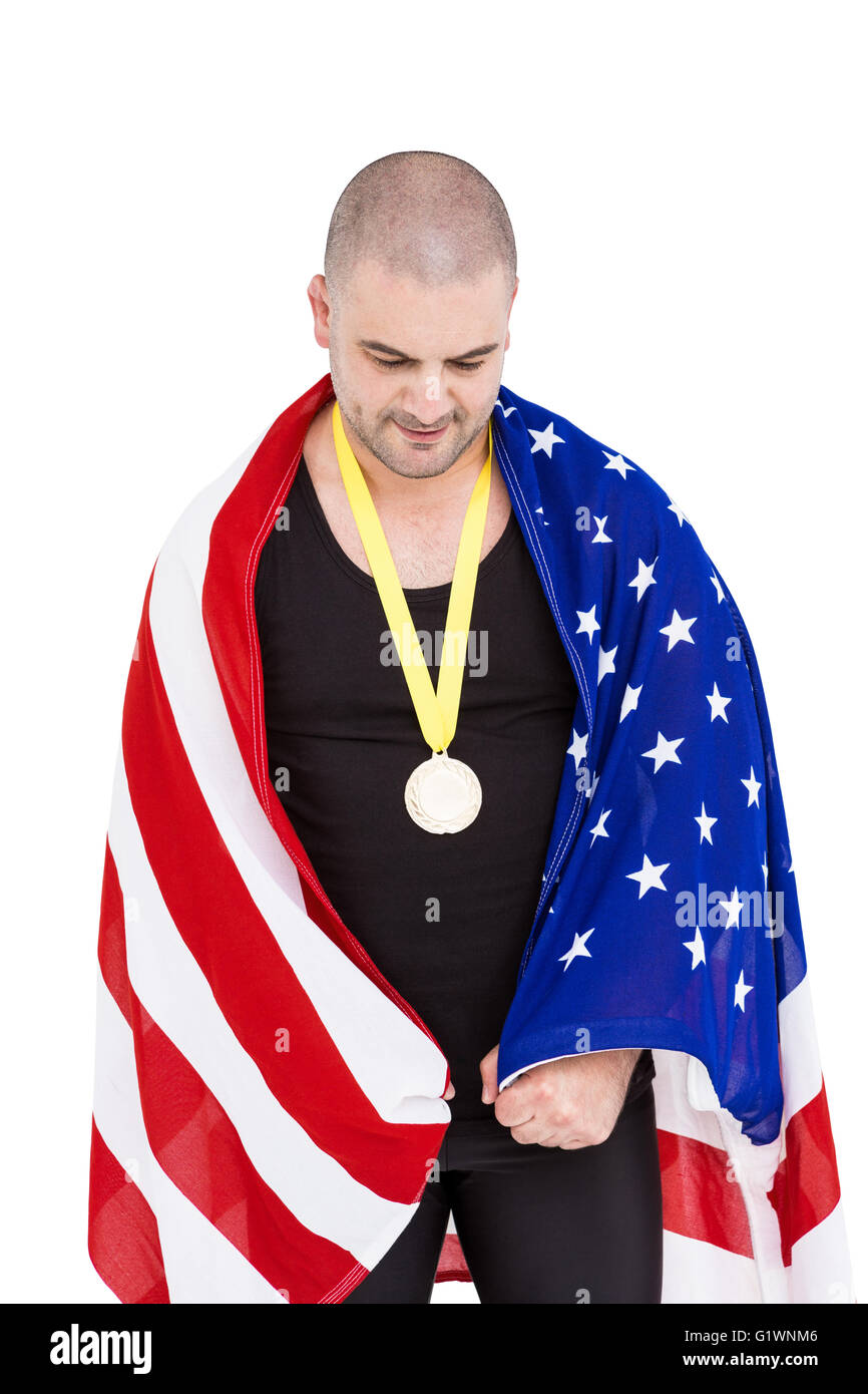 Athlete with olympic gold medal Stock Photo - Alamy