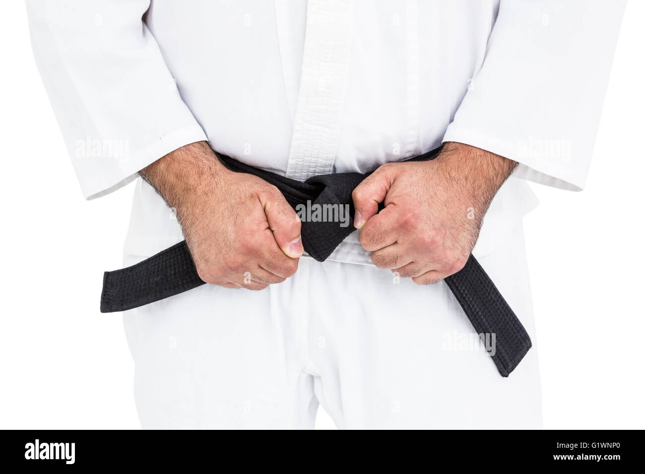 Close-up of karate fighter making fists Stock Photo - Alamy