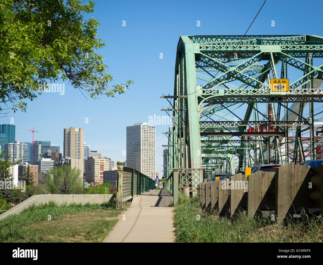 A view of the old Walterdale Bridge and the skyline of Edmonton ...