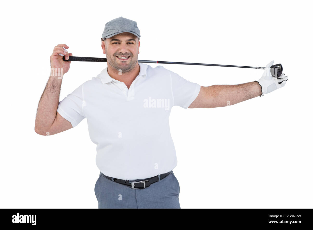 Portrait of golf player holding a golf club Stock Photo - Alamy