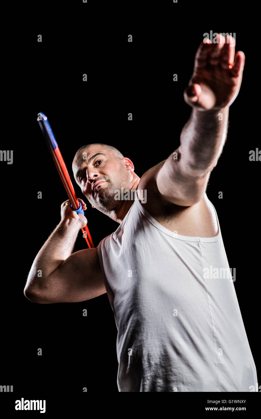 Athlete preparing to throw javelin Stock Photo - Alamy