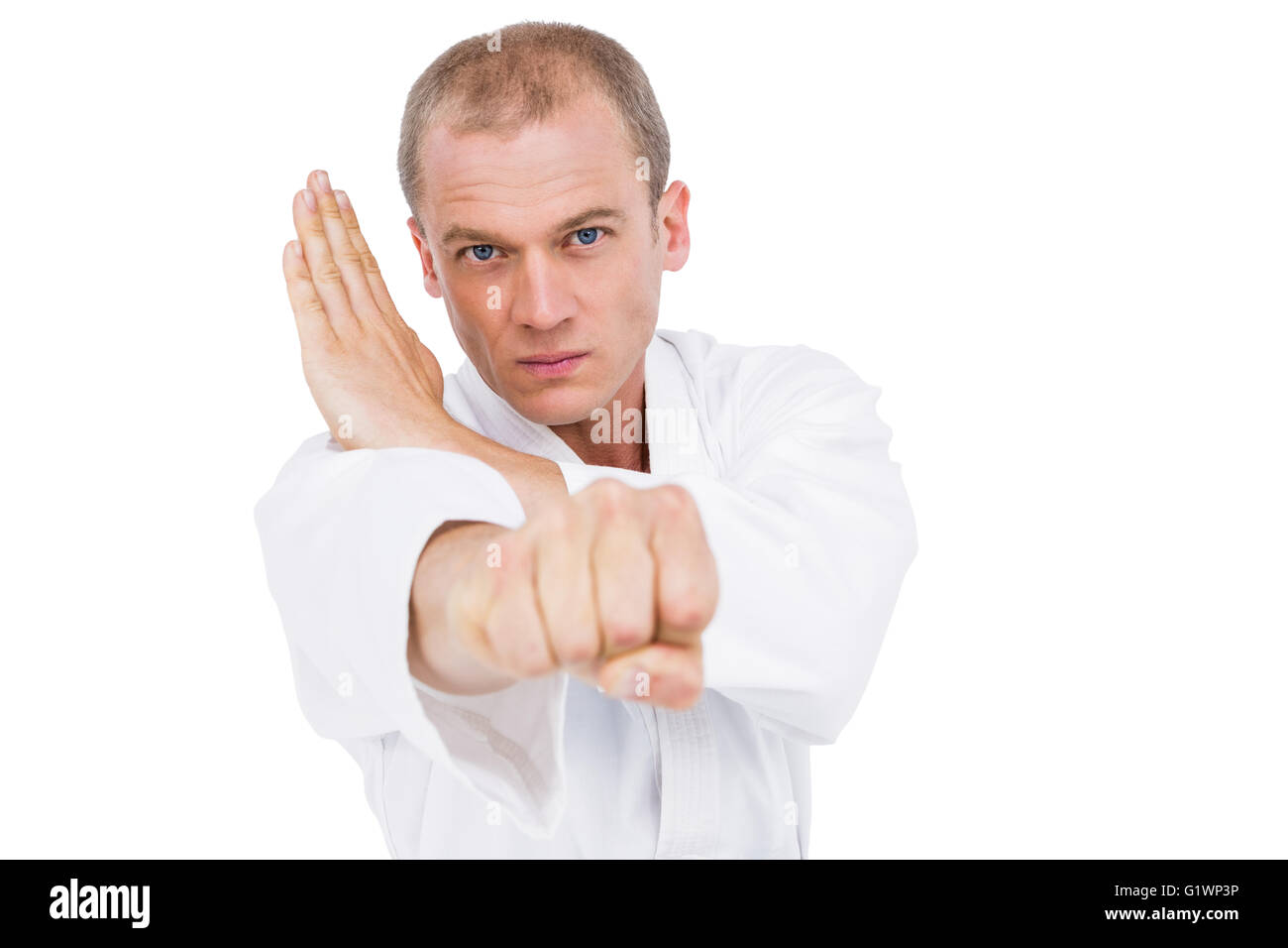 Fighter performing karate stance Stock Photo - Alamy