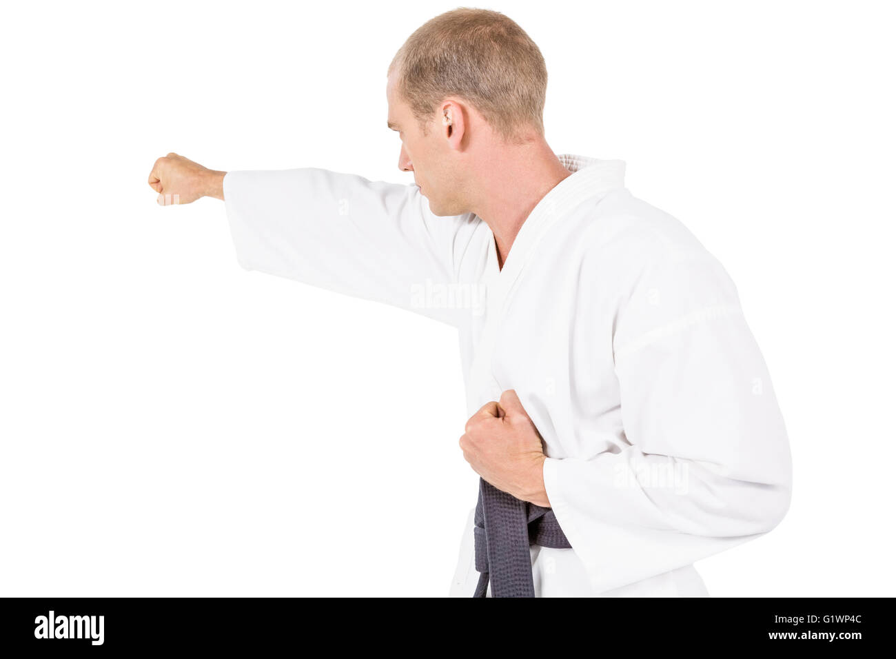 Fighter performing karate stance Stock Photo - Alamy
