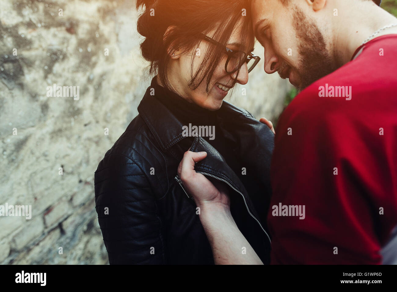 young beautiful couple fooling around Stock Photo - Alamy