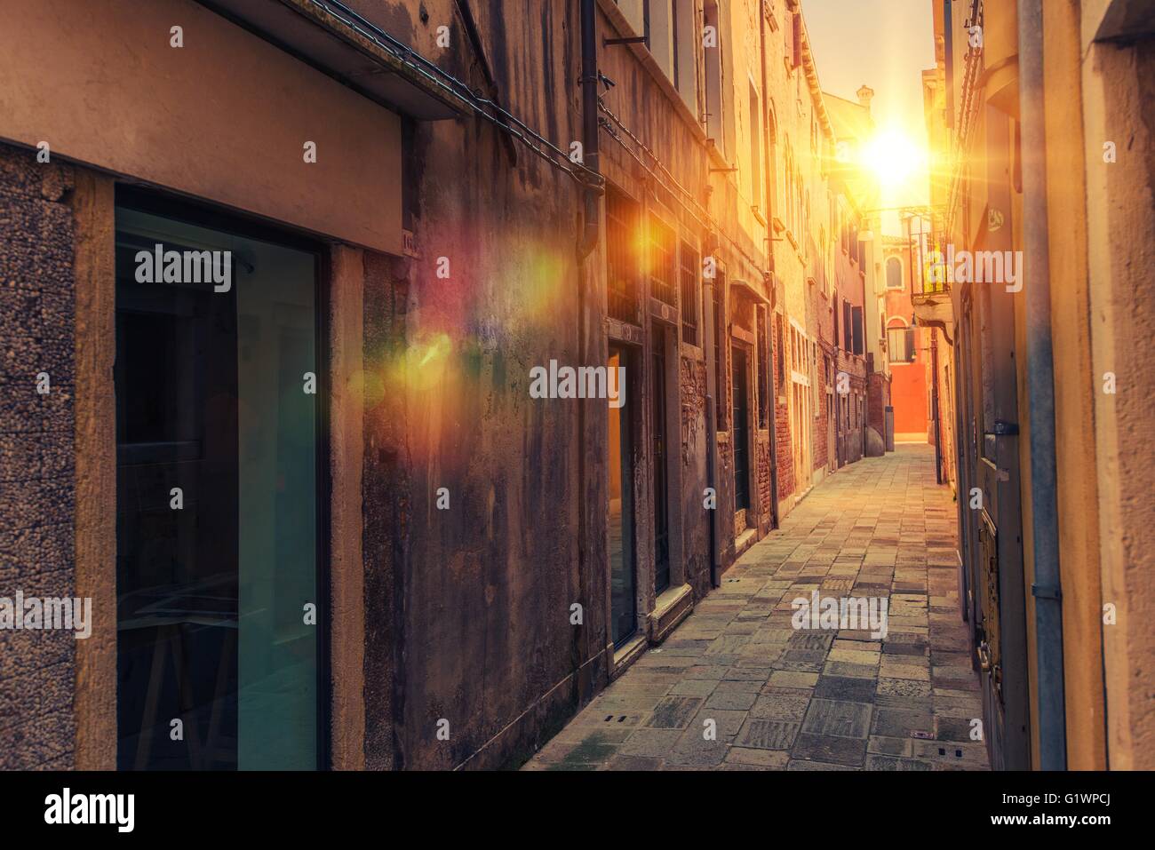 Venice Italian Destination. Narrow Venetian Pathway Stock Photo - Alamy