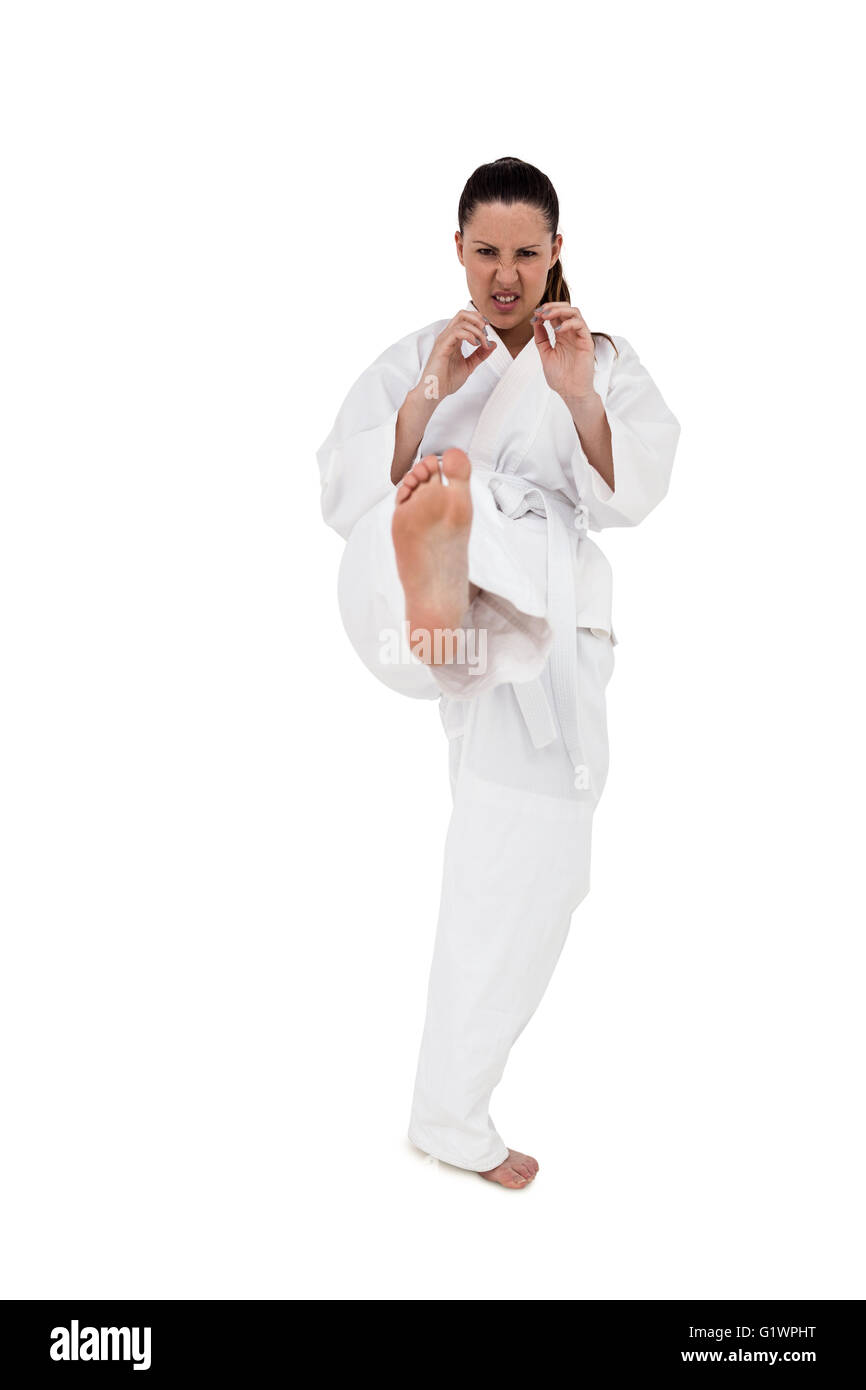 Fighter performing karate stance Stock Photo - Alamy