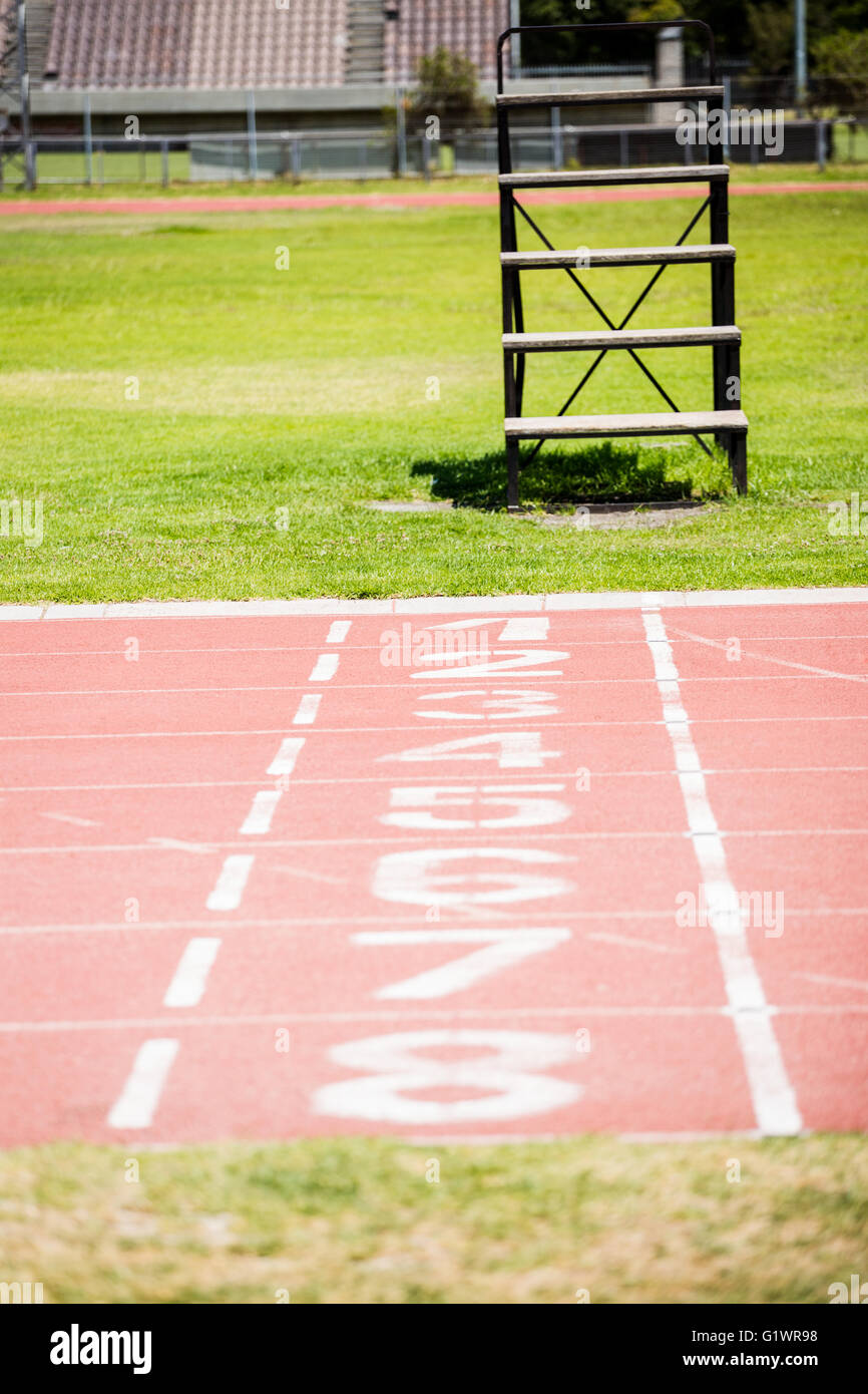 The beginning of the running track Stock Photo - Alamy