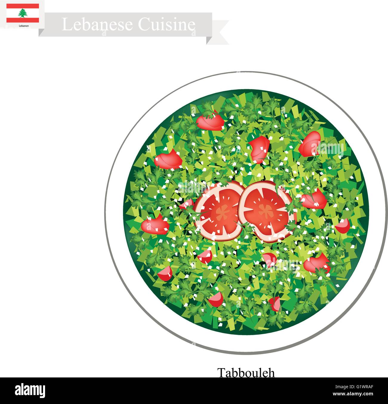 Lebanese Cuisine, Illustration of Tabbouleh or Traditional Salad Made ...