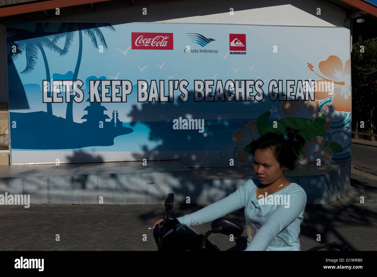 Lets keep Bali's beaches clean sign painted on a wall Stock Photo - Alamy