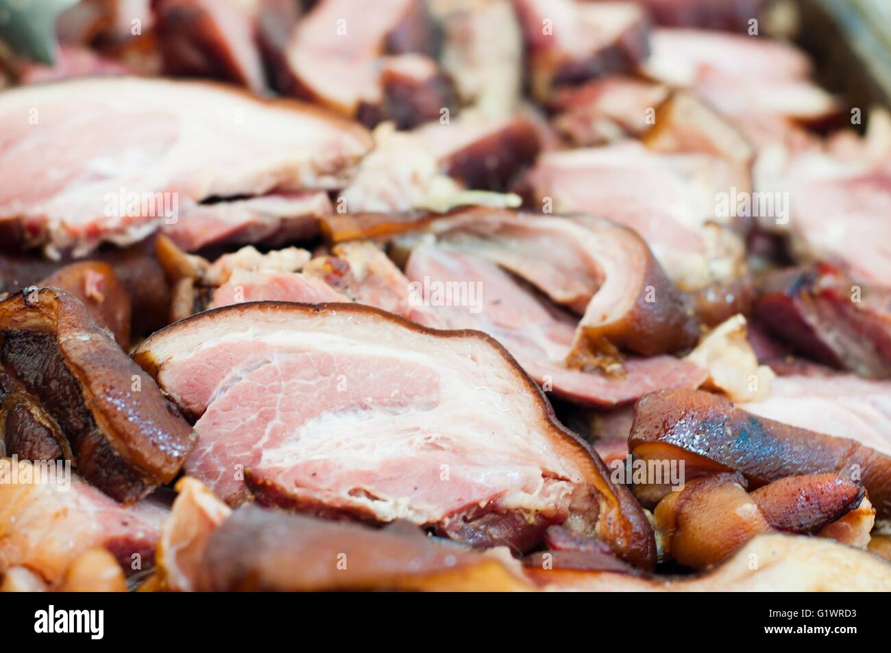 Roast, smoked meat slices. Food background Stock Photo - Alamy