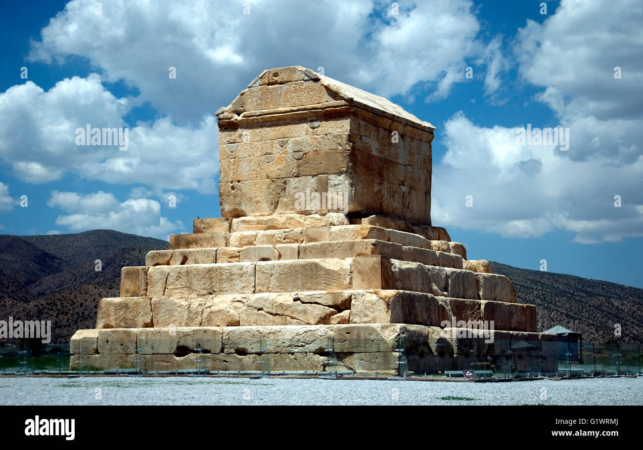 The tomb of Cyrus the Great, died 529 BCE, at Pasargadae in Iran Stock ...
