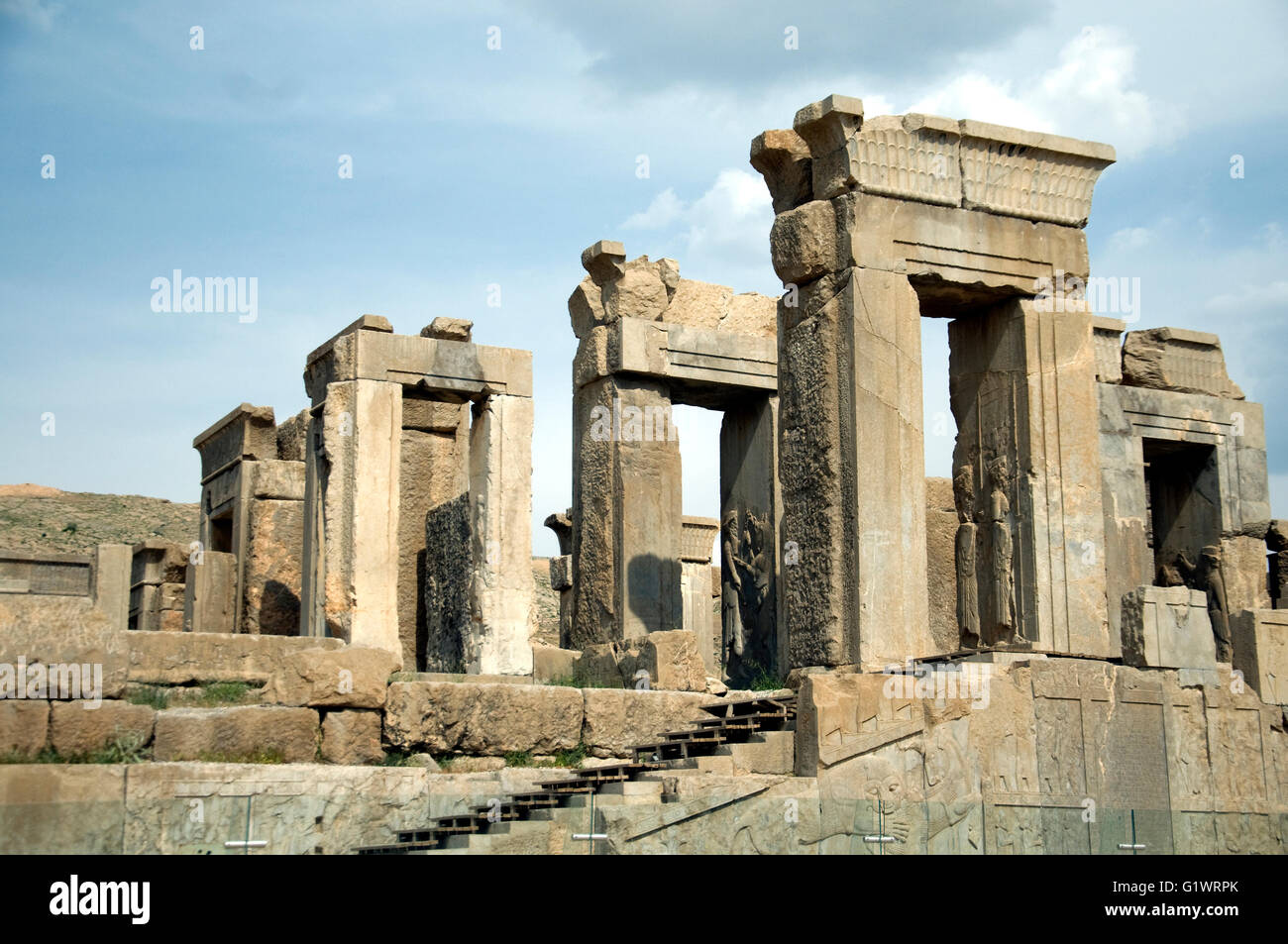 Palace ruins in the vast archaeological site of Persepolis in Iran ...