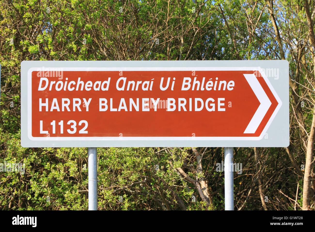 Sign for the Harry Blaney bridge on the Fanad peninsula, Donegal ...
