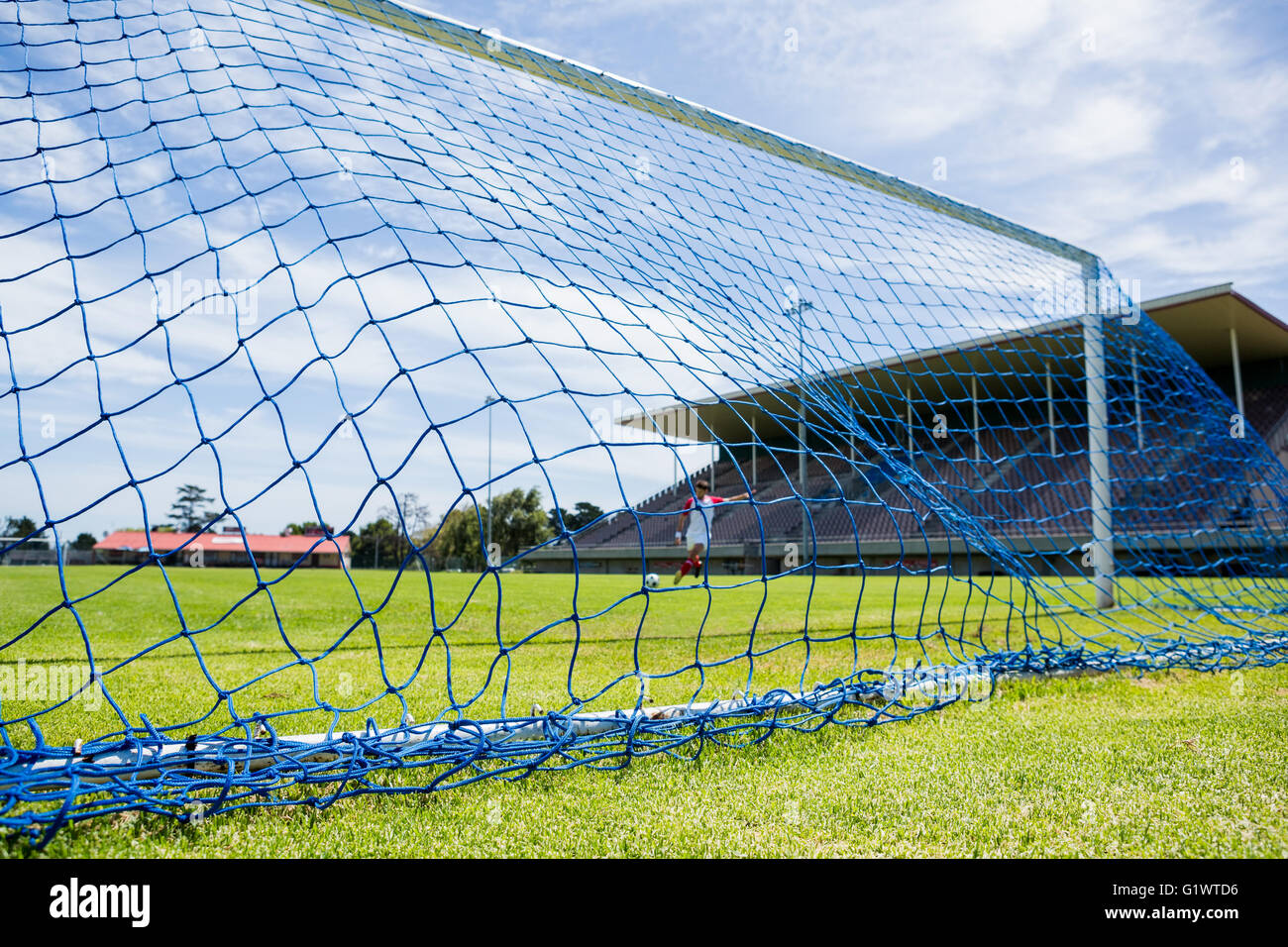 Soccer goal in stadium Stock Photo - Alamy