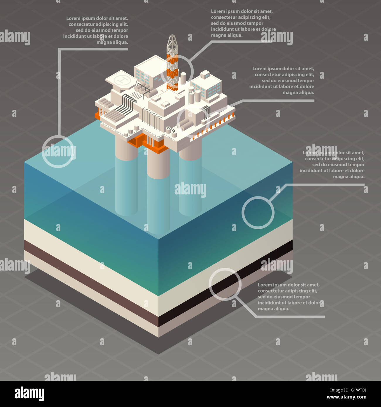 Oil platform infographic Stock Photo - Alamy