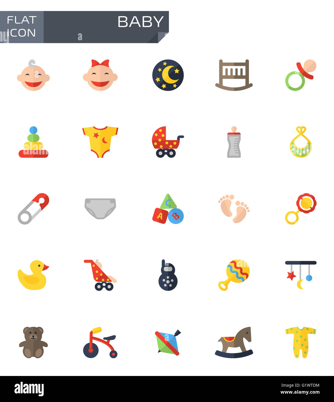 Flat baby toy icon set hi-res stock photography and images - Alamy