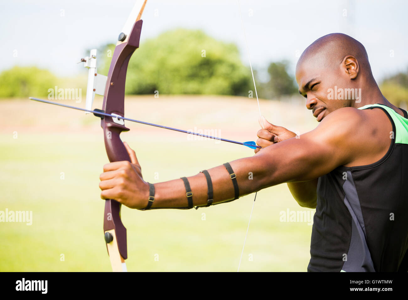 Athlete practicing archery Stock Photo - Alamy
