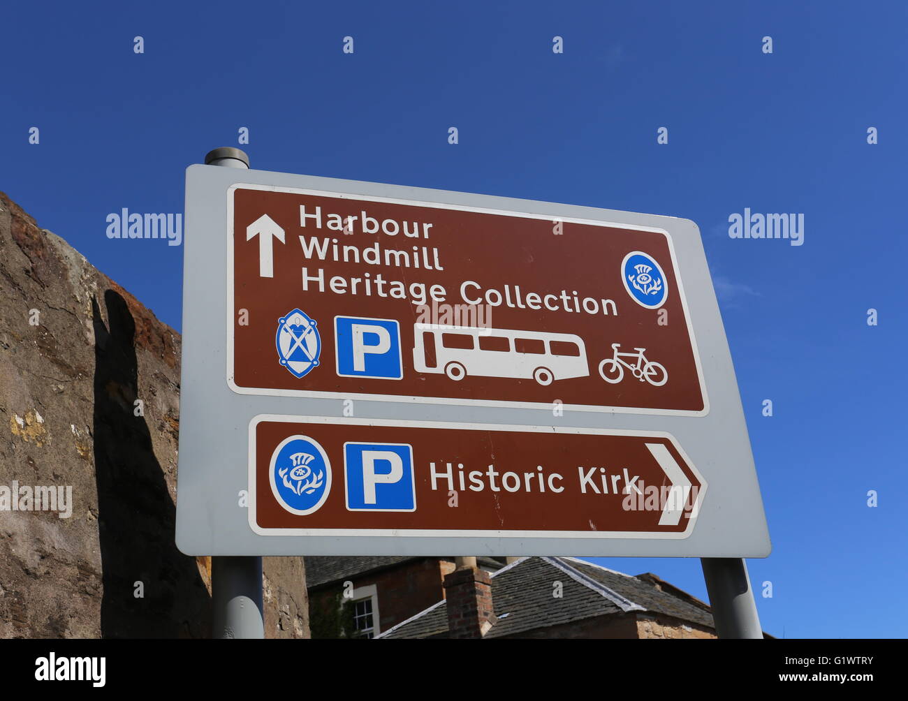 Tourism sign St Monans Fife Scotland May 2016 Stock Photo - Alamy