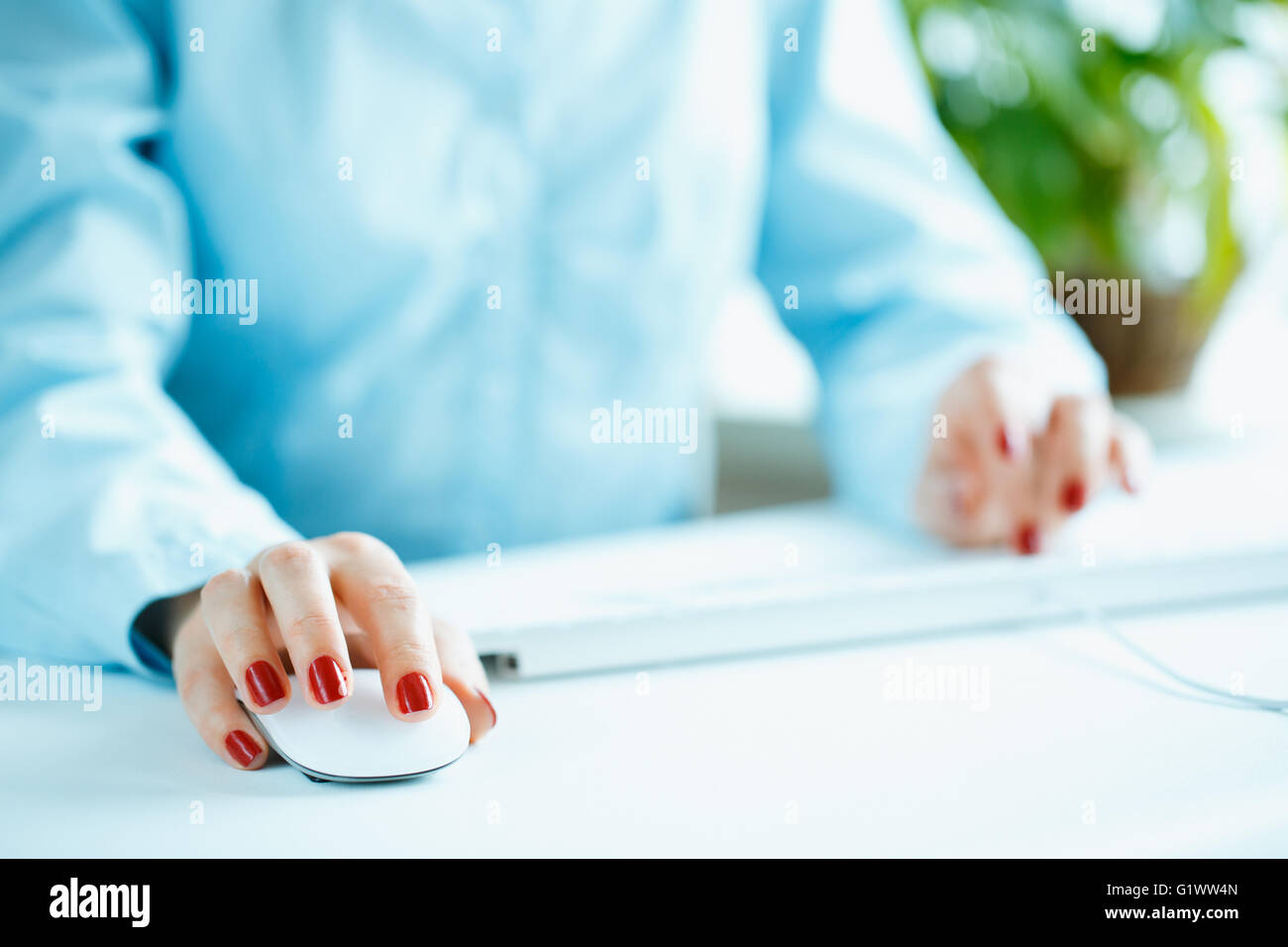 Female hands or woman office worker typing on the keyboard Stock Photo ...