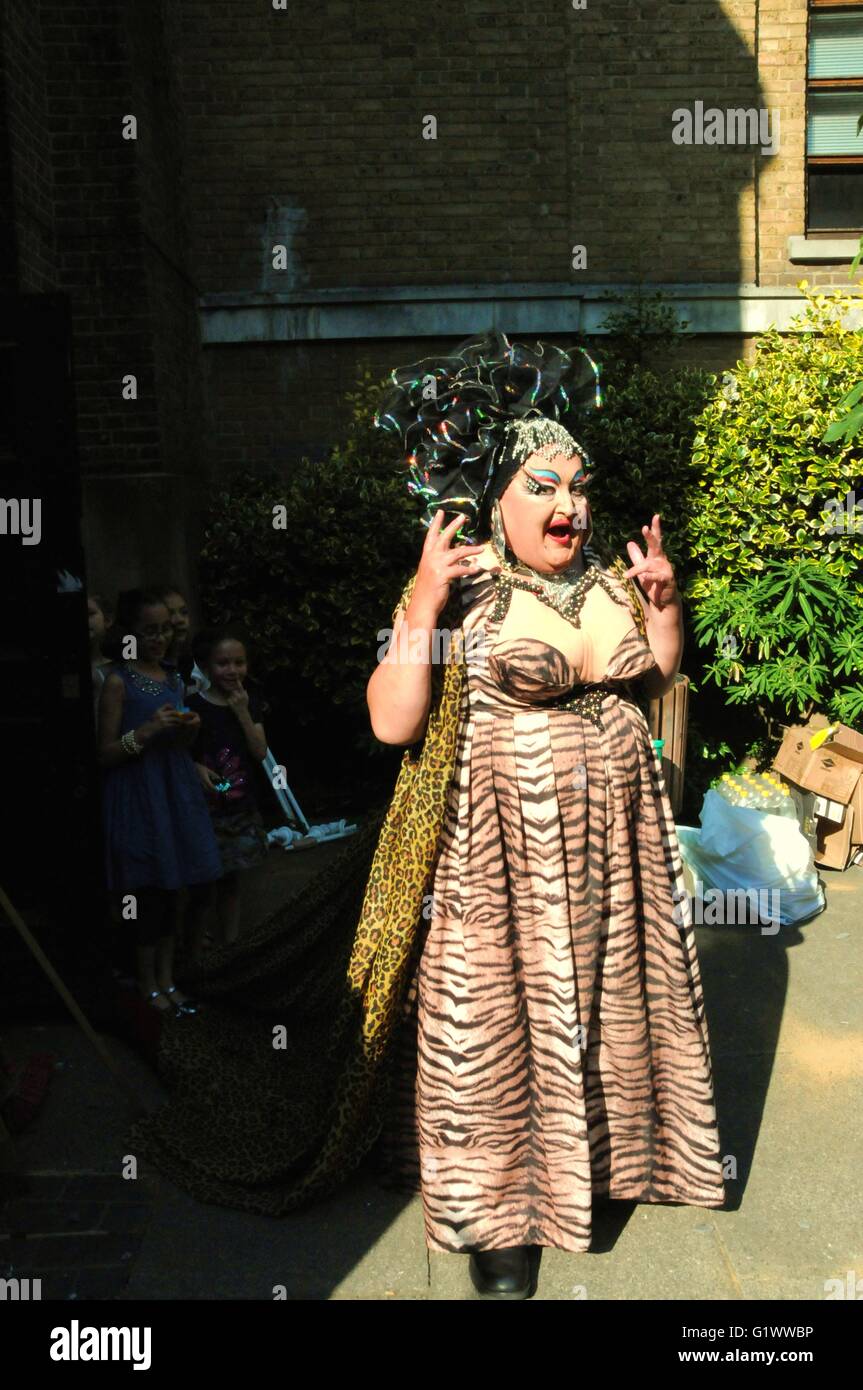 Drag Artiste, Ruby Venezuela, at the 2013, Soho village fete Stock ...