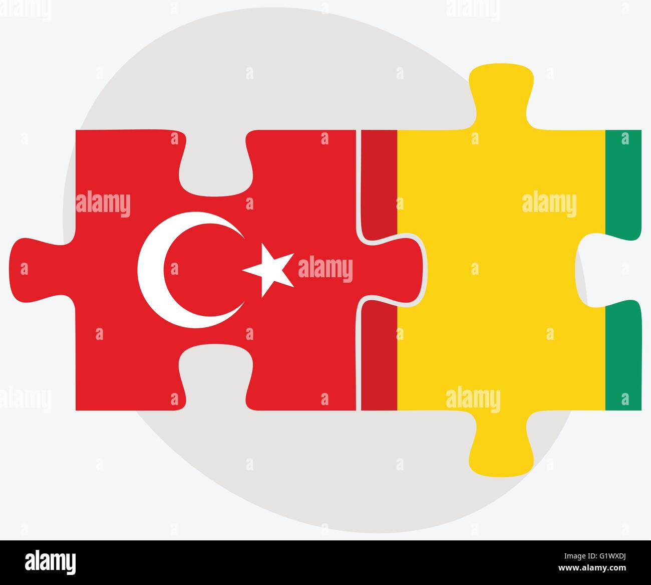 Turkey and Guinea Flags in puzzle isolated on white background Stock ...