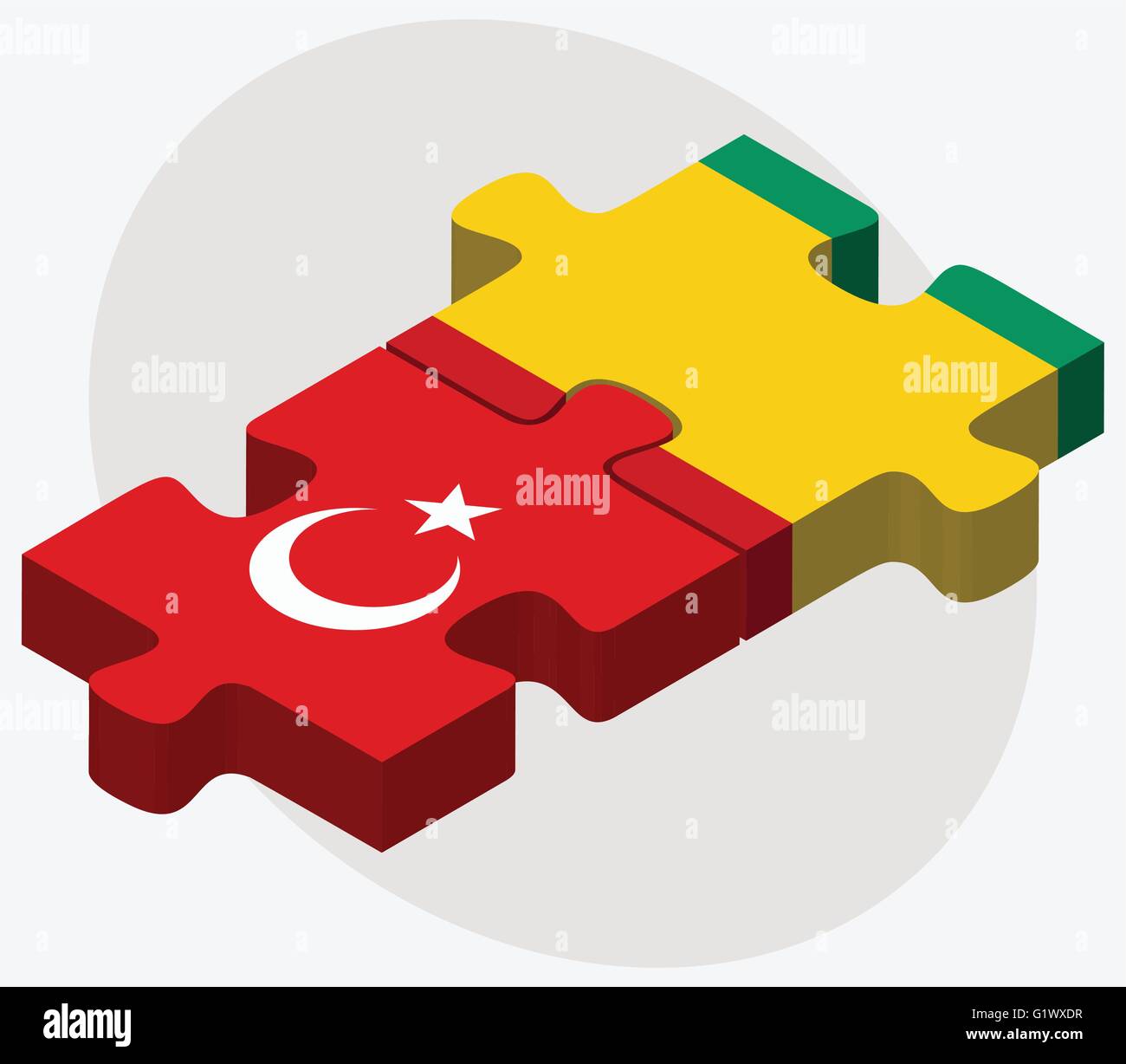 Turkey and Guinea Flags in puzzle isolated on white background Stock ...