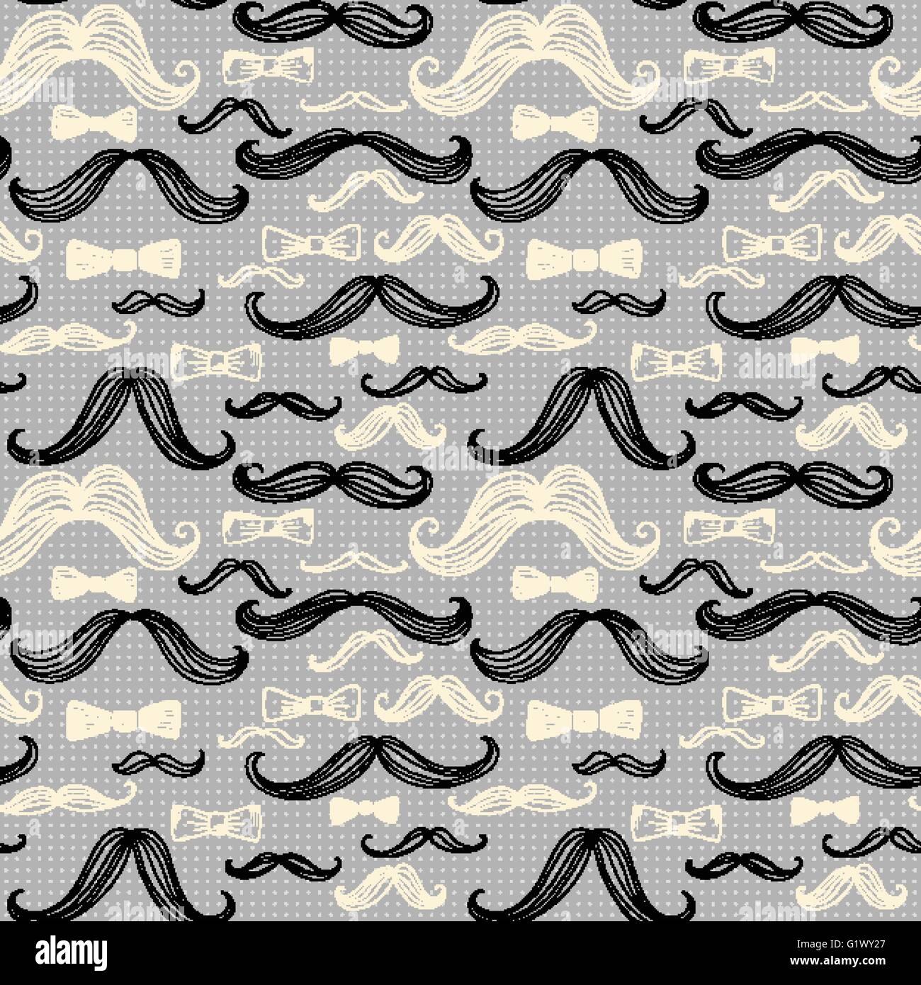 Bow Tie and Moustache Seamless Pattern. Vector illustration Stock Vector Image & Art - Alamy