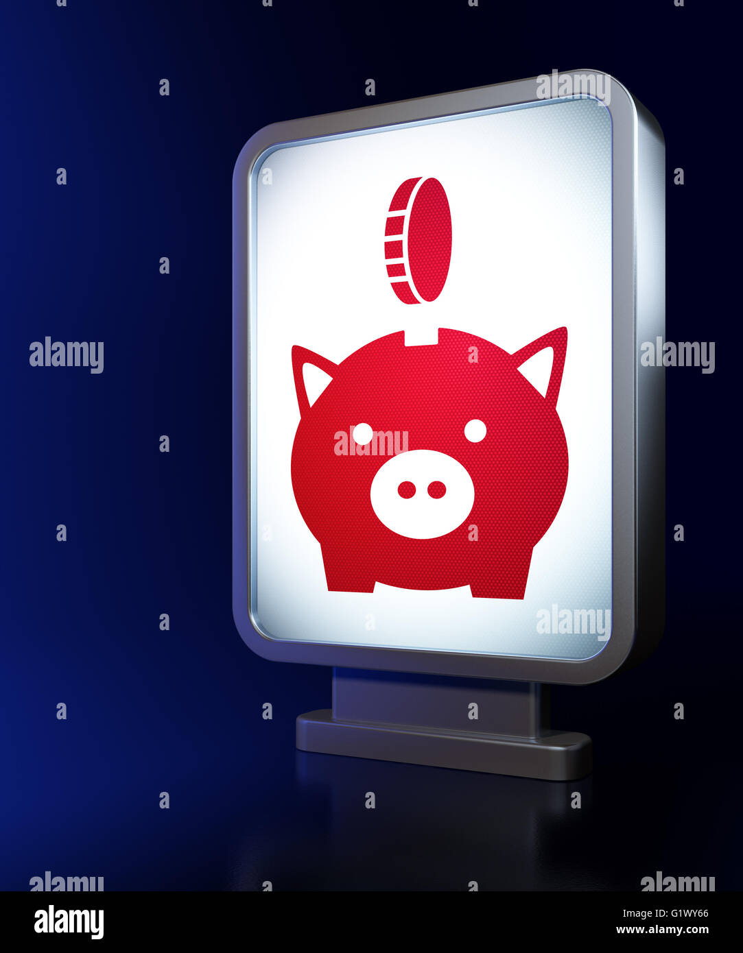 Banking concept: Money Box With Coin on billboard background Stock ...