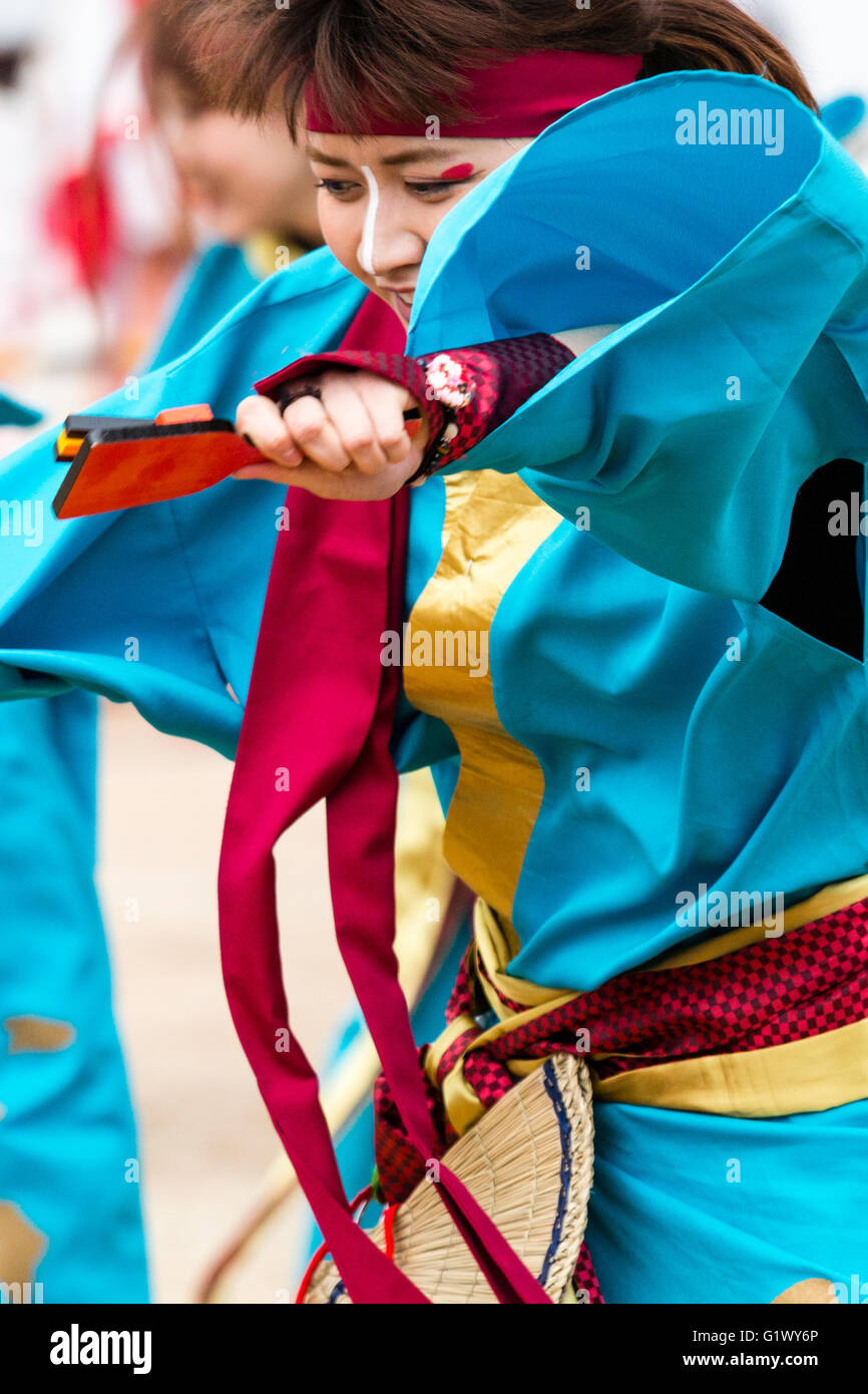 Japanese Yosakoi dance festival, Kumamoto. Young woman dancer in ...