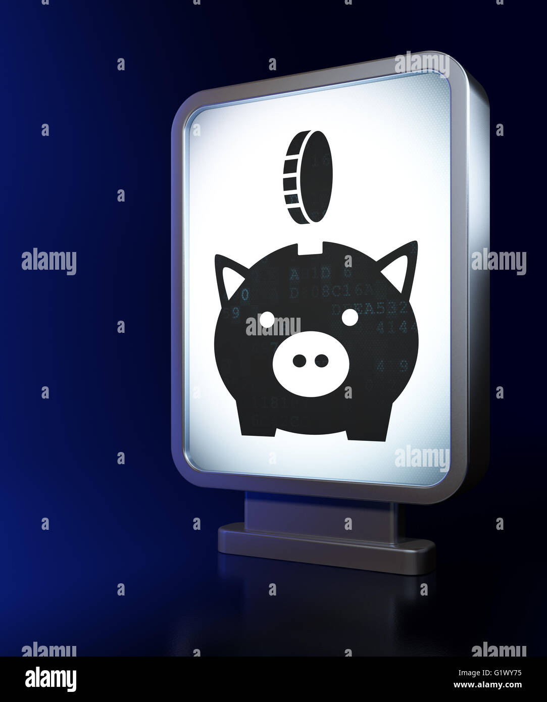 Money concept: Money Box With Coin on billboard background Stock Photo ...