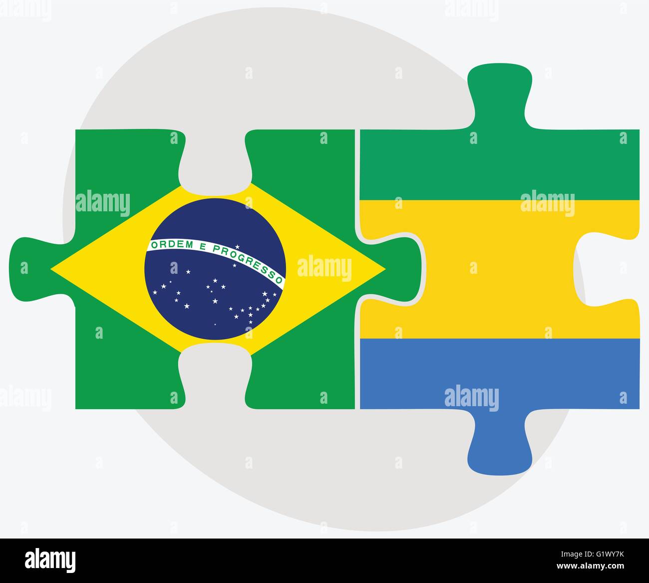 Brazil and Gabon Flags in puzzle isolated on white background Stock ...