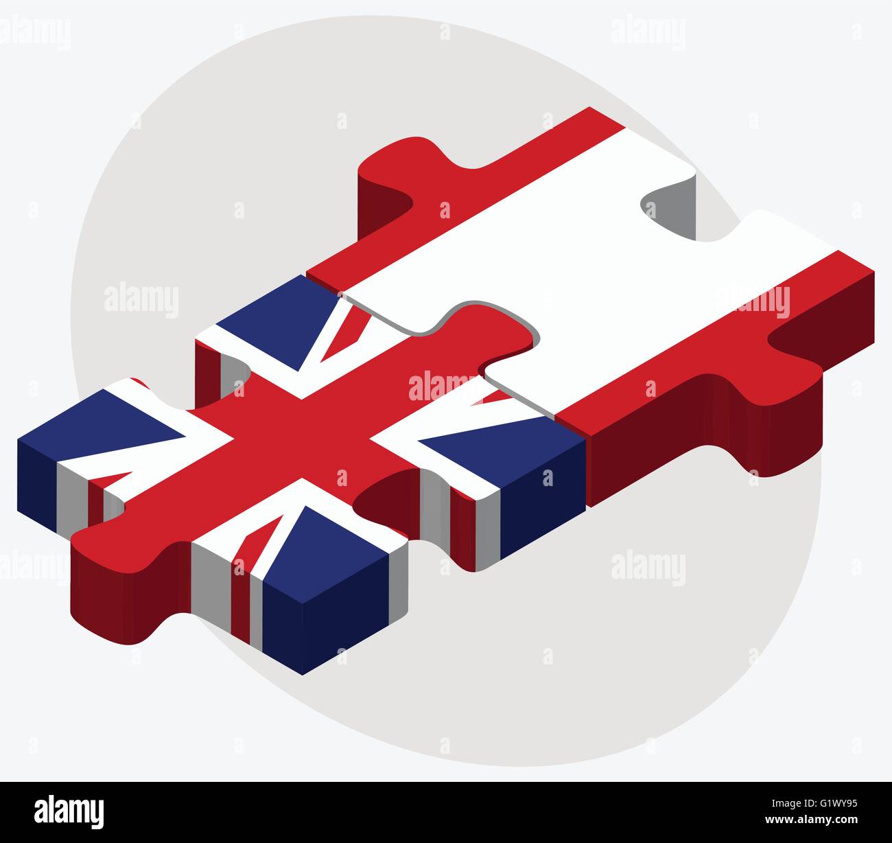 United Kingdom and French Polynesia Flags in puzzle isolated on white ...