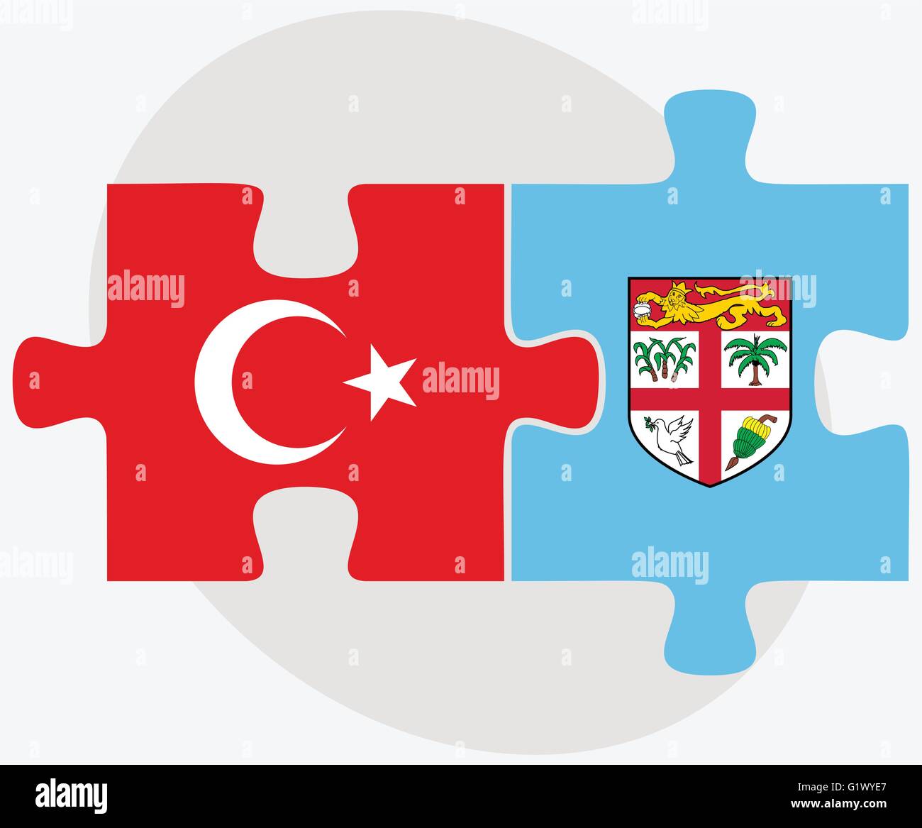 Turkey and Fiji Flags in puzzle isolated on white background Stock ...