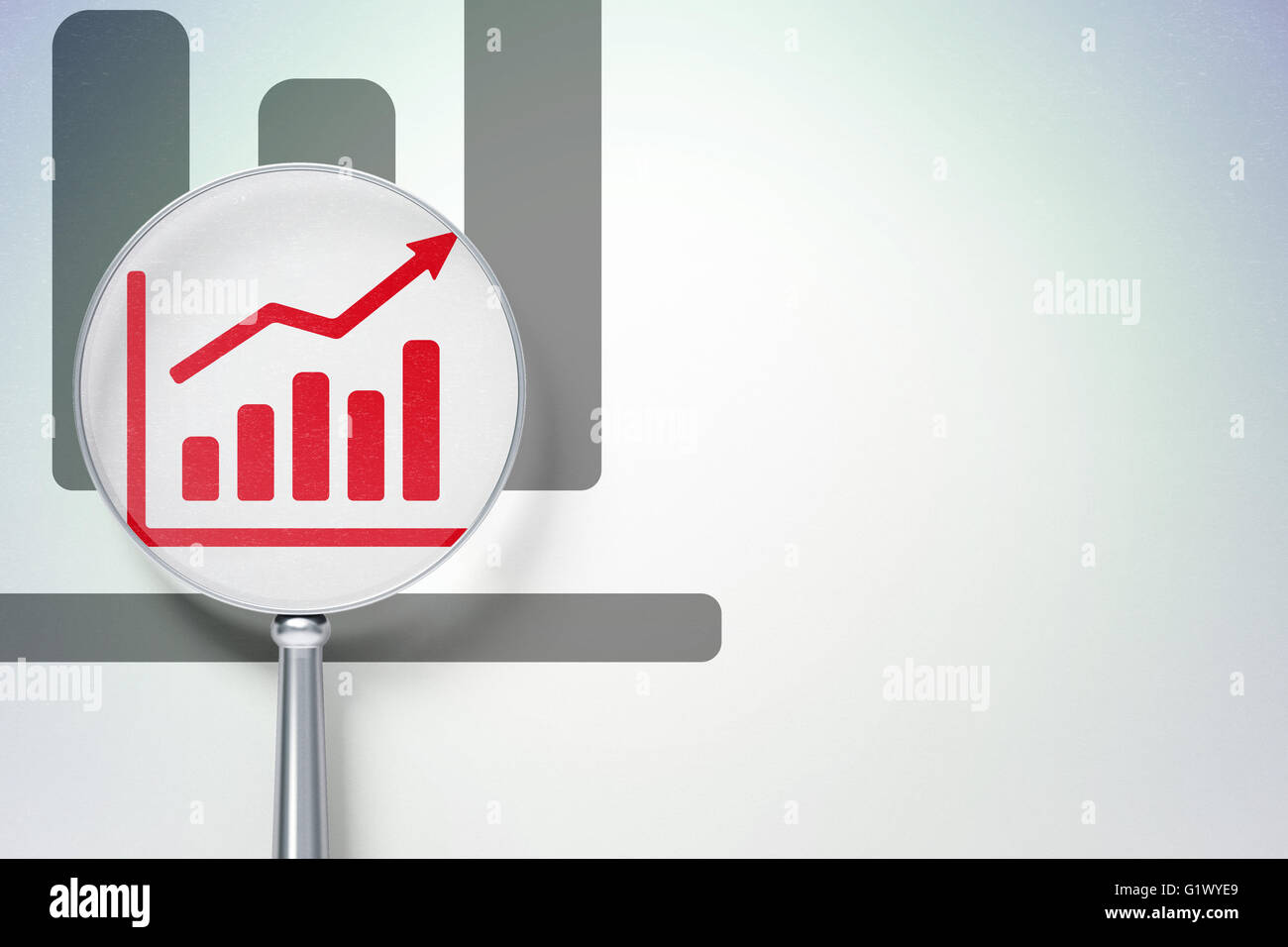 Advertising concept: Growth Graph with optical glass on digital ...