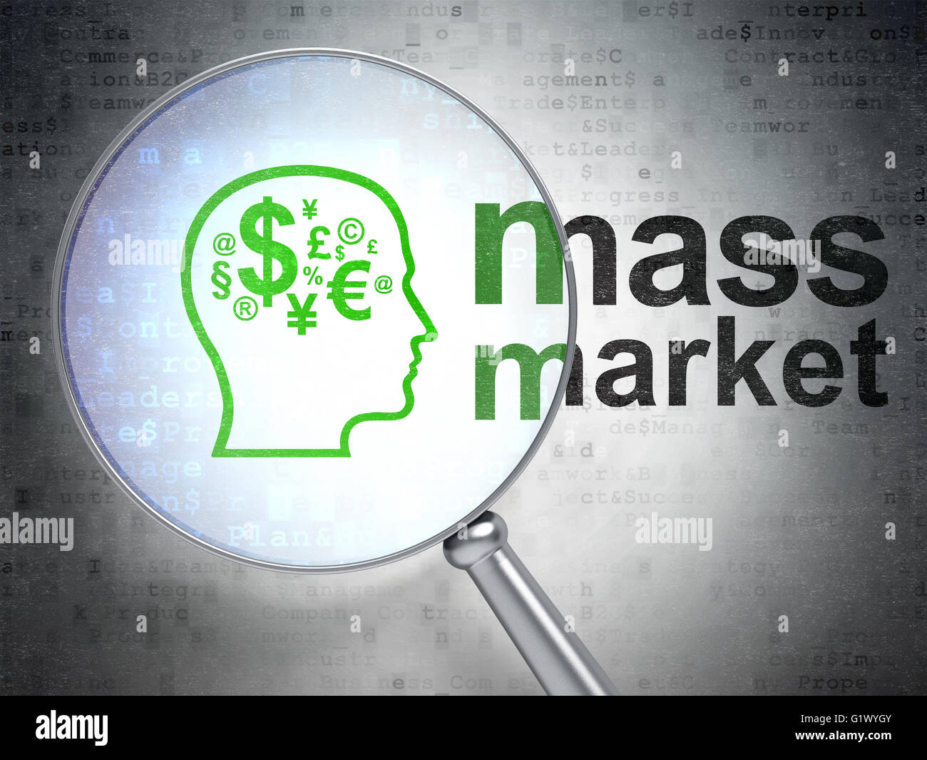 Marketing concept: Head With Finance Symbol and Mass Market with ...