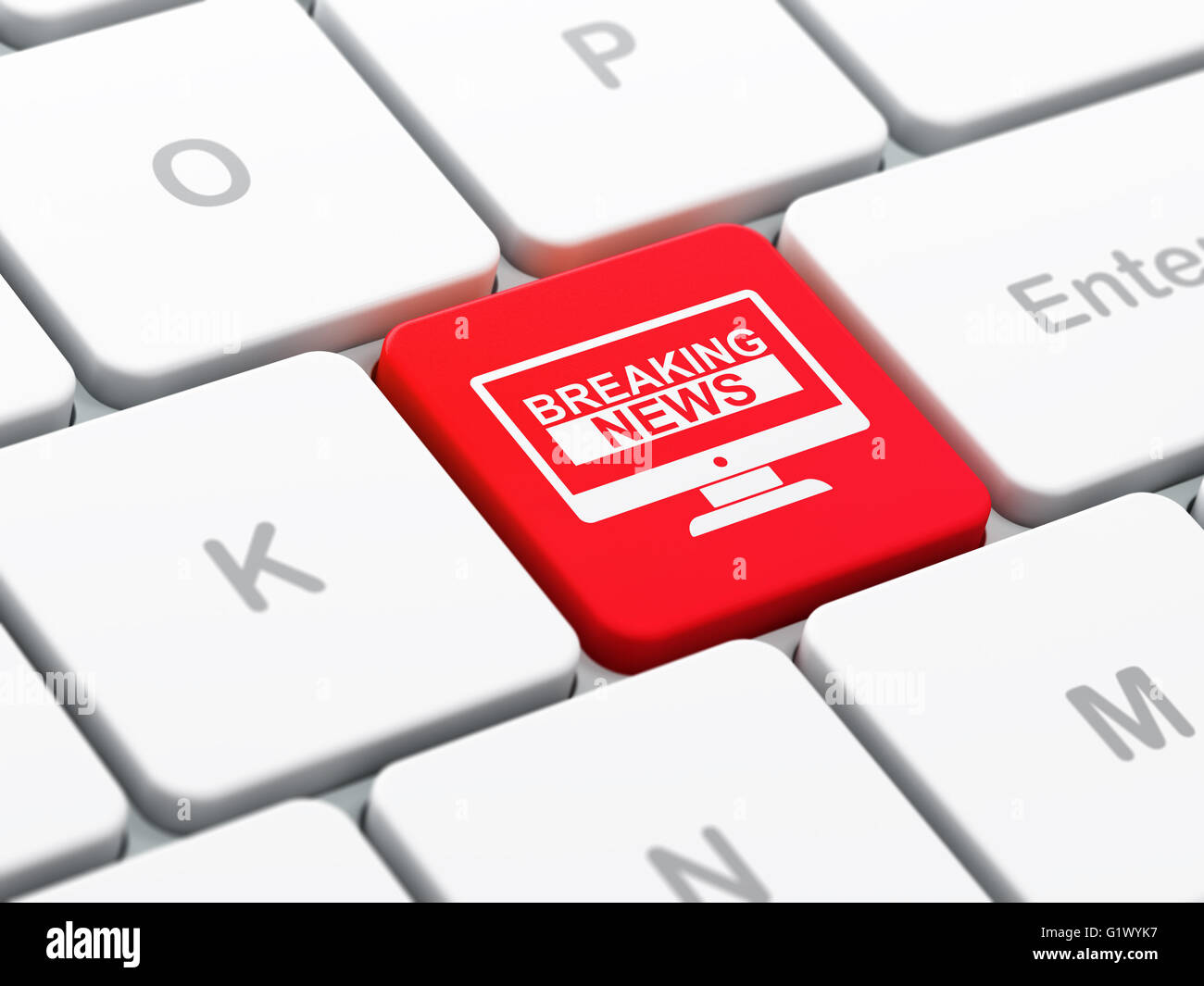 News concept: Breaking News On Screen on computer keyboard background ...