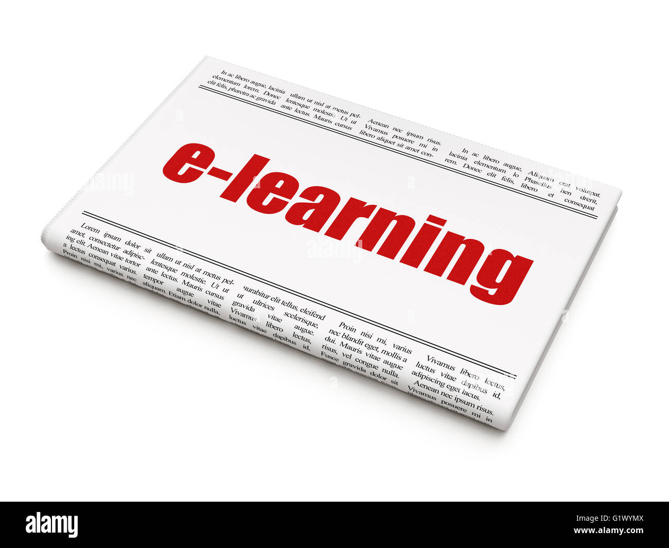 Education concept: newspaper headline E-learning Stock Photo - Alamy